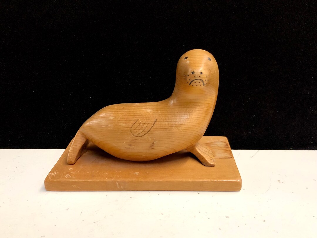 Alaskan Inuit Carved Wood Seal Sculpture by Nick Pete South Naknek - Etsy
