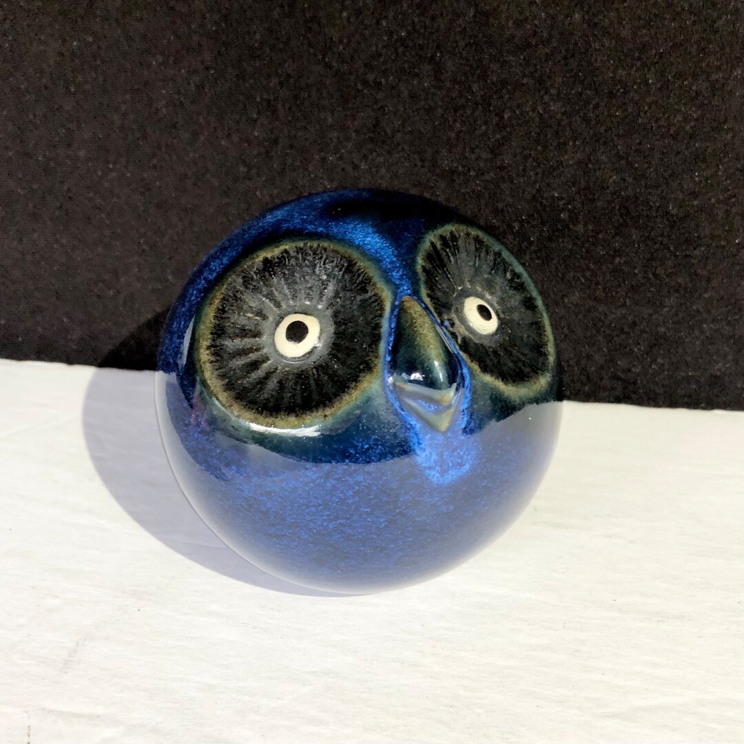 Hoot Hoot Adorable Blue Ceramic Owl Figurine - Etsy