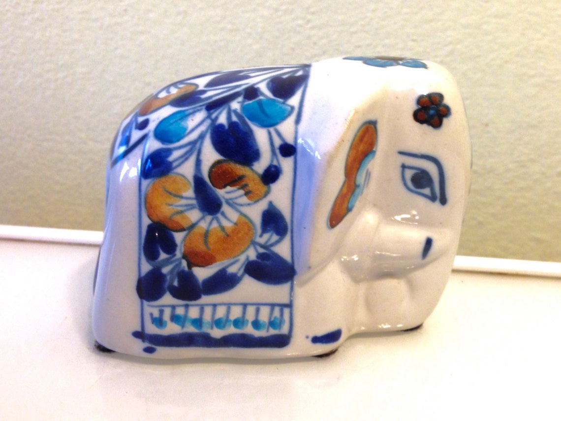 Vintage Hand Painted Ceramic Indian Elephant Tea Holder - Etsy