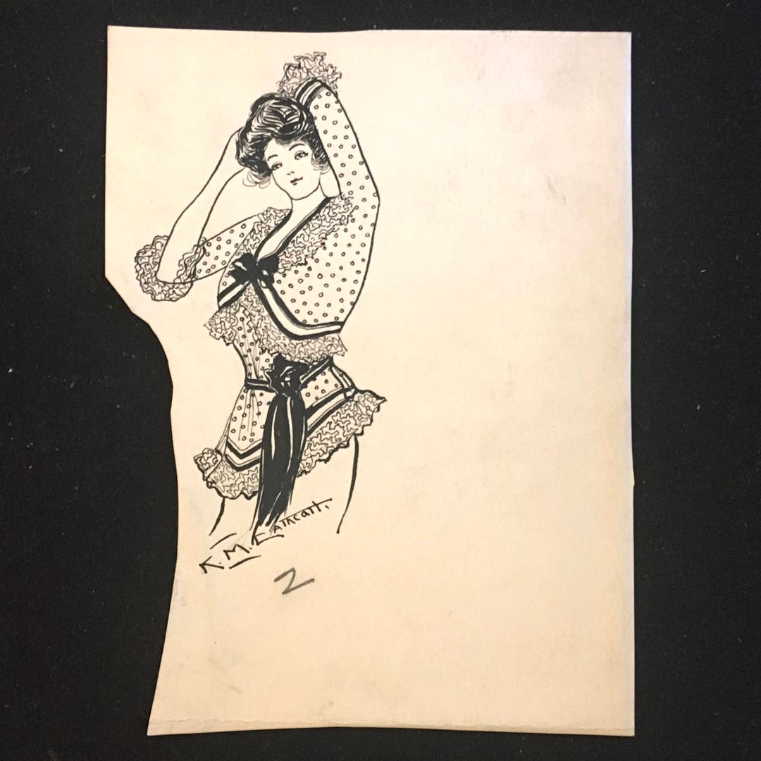 Ca. 1900 Original Ink Fashion Illustration Kate Cathcart New - Etsy