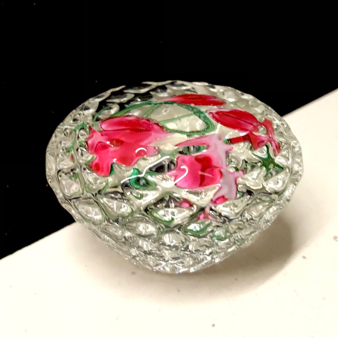 Heart Flower Op Art Glass Paperweight Glass Eye Studio? - Etsy