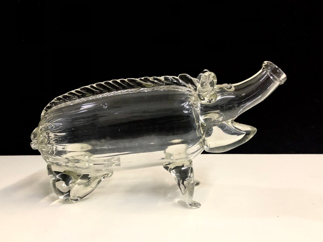 Vintage Scandinavian Glass Pig Decanter 9”L Karhula? Free Shipping - Etsy