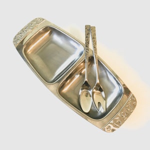 Pair of Alessi Int'l Stainless Relish Dishes With Serving Fork and ...