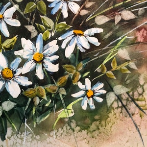 Wildflowers Daisies Watercolor Painting Ron Bergen - Etsy