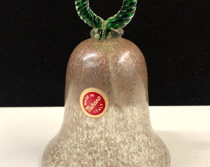 Murano Art Glass Bell Gold With Green Top With Label - Etsy