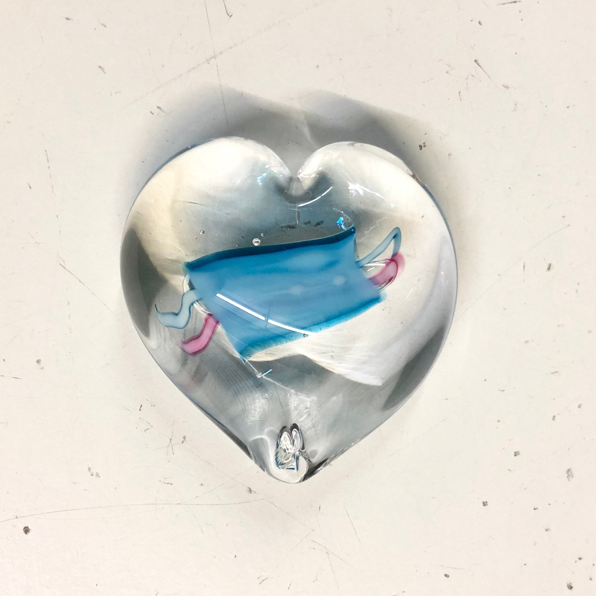 Schmidt/rhea Art Glass Heart Paperweight Signed | Etsy