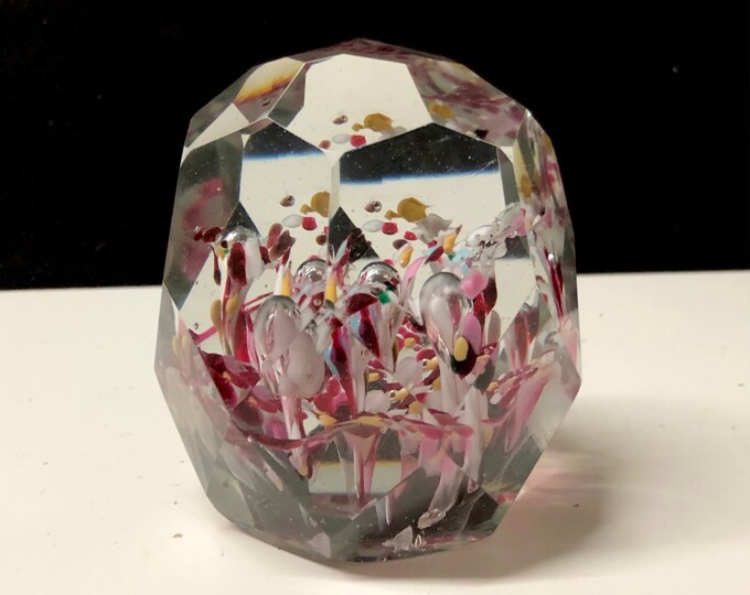 Faceted Floral Art Glass Paperweight - Etsy