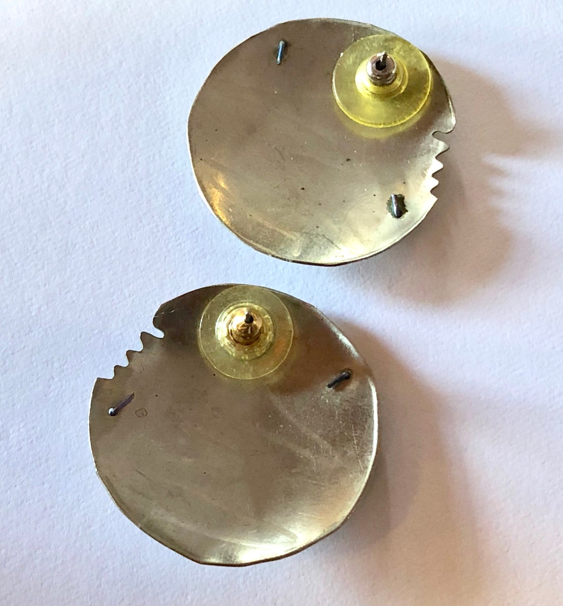 David Badman Modernist Mixed Metal Earrings | Etsy