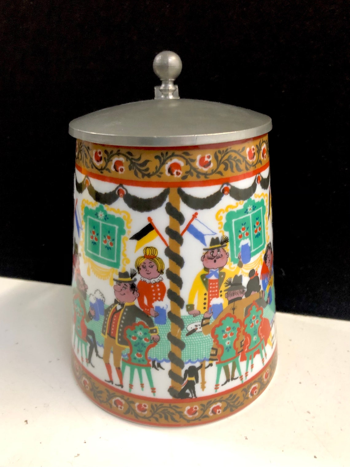 Elisabeth Liegl Vintage Ceramic Beer Stein With Pewter Lid Mid | Etsy