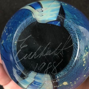 Robert Eickholt Art Glass Paperweight 1988 3.5”H Iridescent Free ...