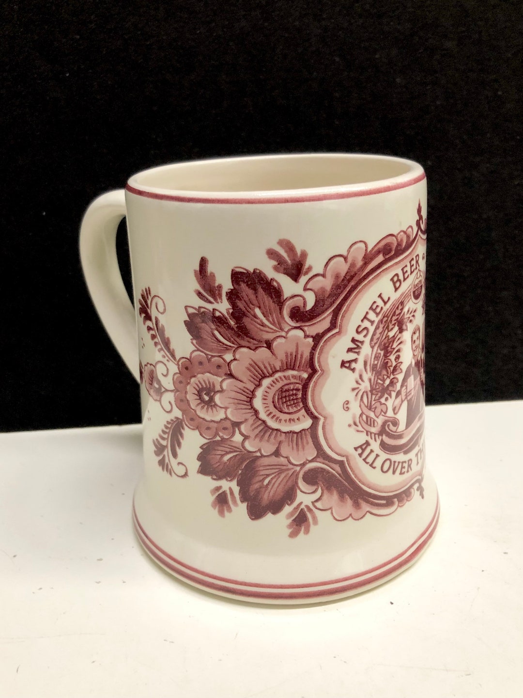 Vintage Amstel Delft Red Ceramic Beer Stein Delftsche Huys Dutch ...