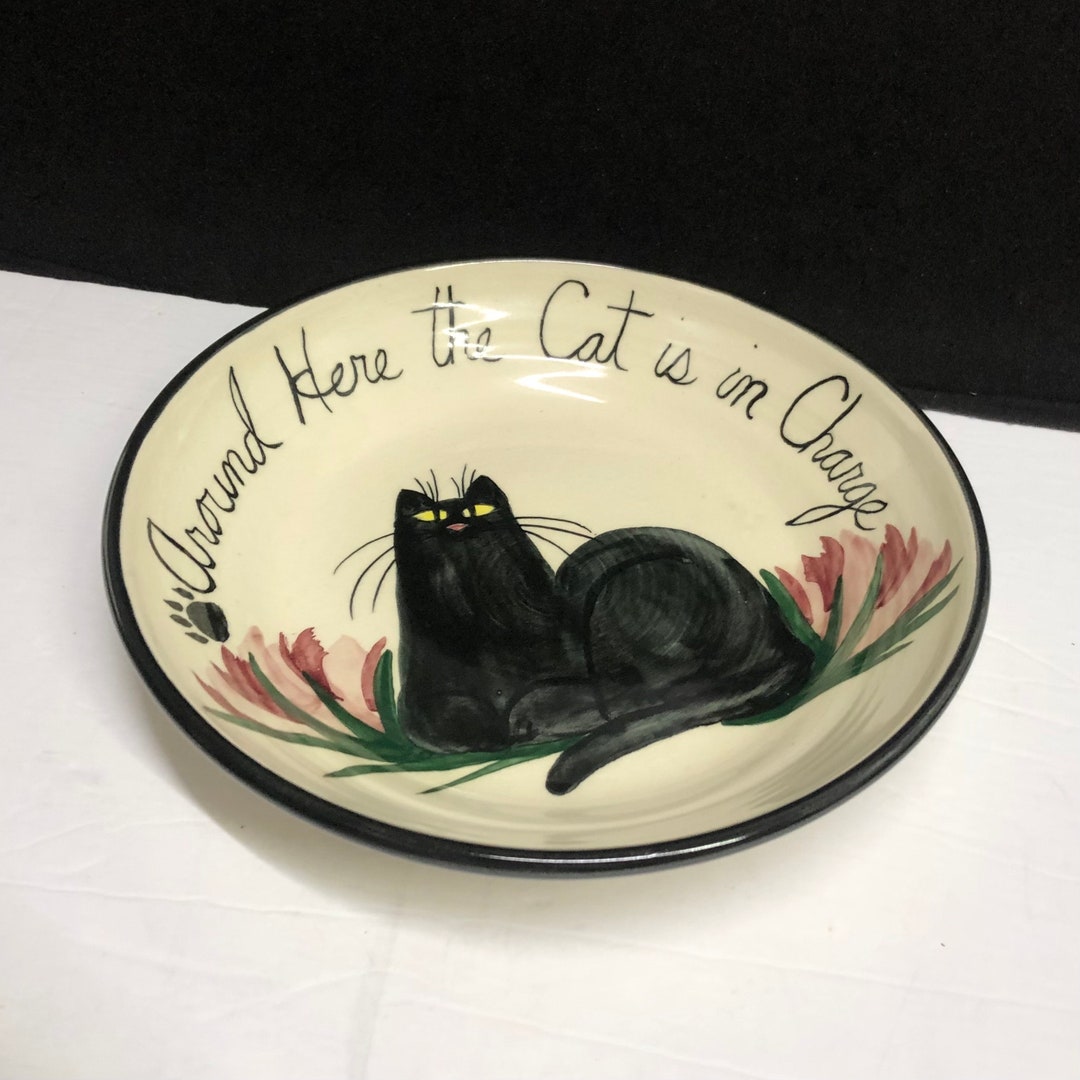 Moonfire Pottery 10”D Black Cat “around Here I’m in Charge” Bowl Clare ...