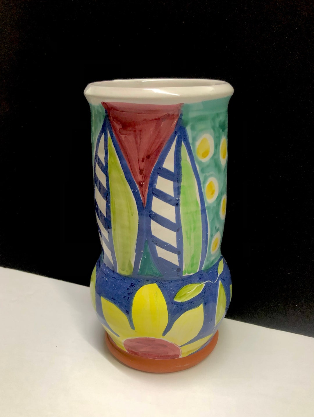 Julie Fox Hand Painted Faience Studio Pottery Terracotta 9”H - Etsy