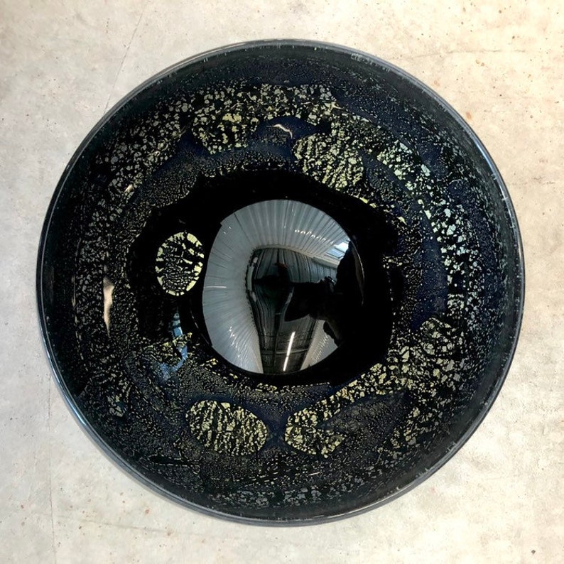 Michael Mortara Black and Gold Art Glass Bowl 1998 Hawaii 2400 - Etsy ...