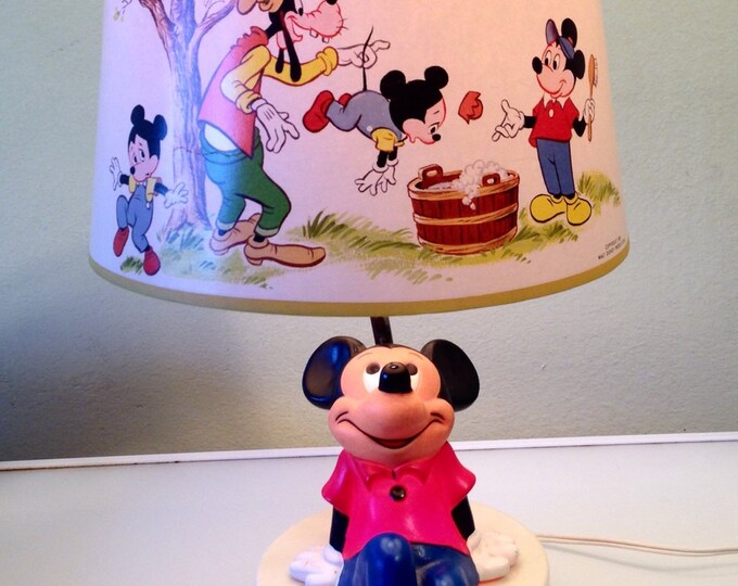 Vintage Mickey Mouse Lamp and Shade With Nightlight 1981 Works - Etsy