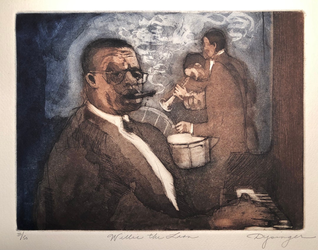 Susan Dysinger willie the Lion Aquatint Etching 30/50 1977 Jazz Music ...