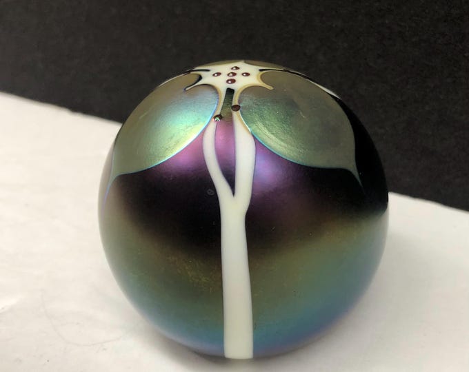 Stuart Abelman 1990 Iridescent Art Glass Paperweight - Etsy