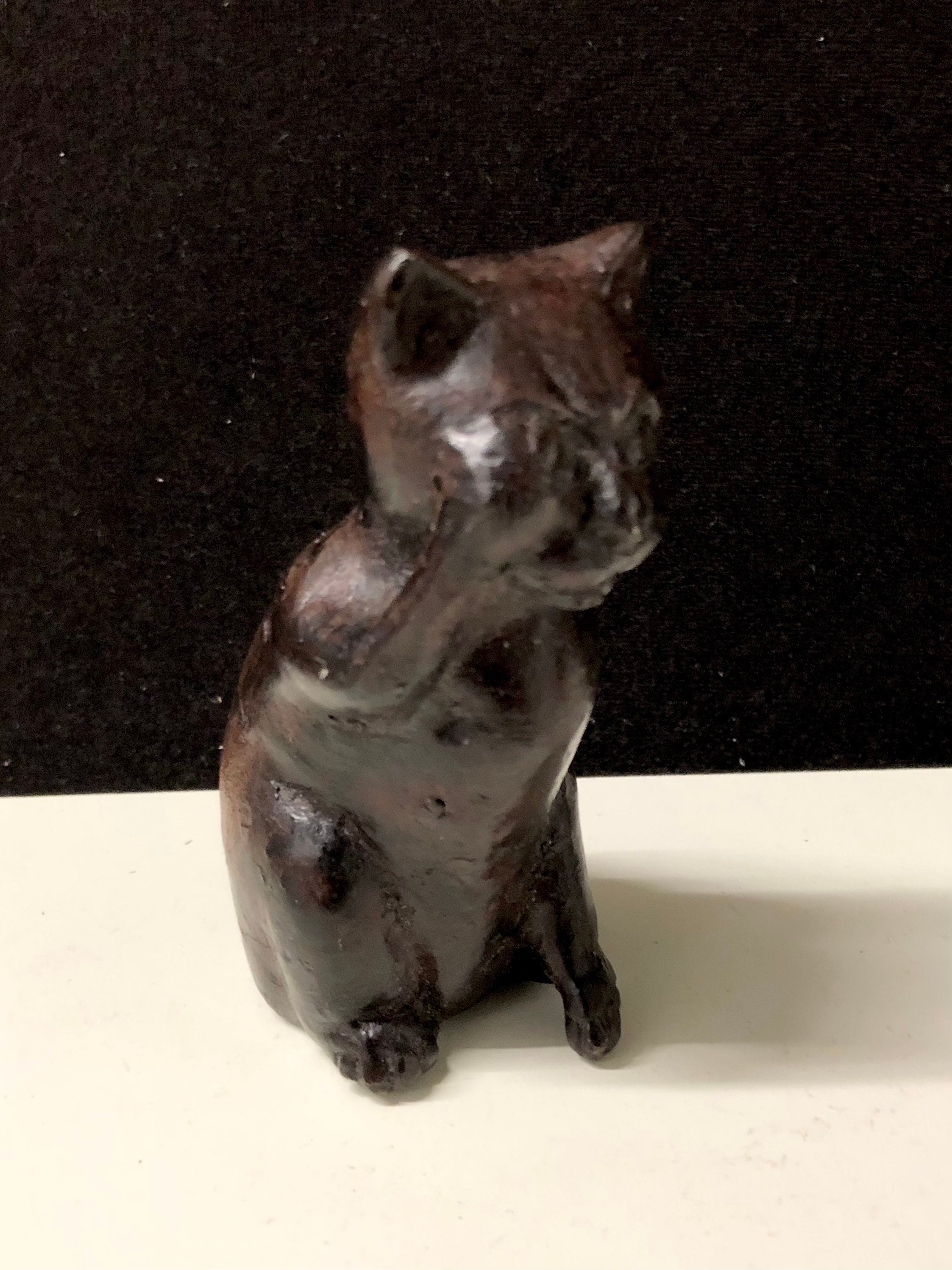 Vintage Bronze Cat Sculpture Figurine 4H | Etsy