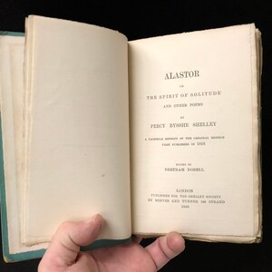 Rare Alastor and Other Poems by Percy Bysshe Shelley 1886 Facsimile of ...