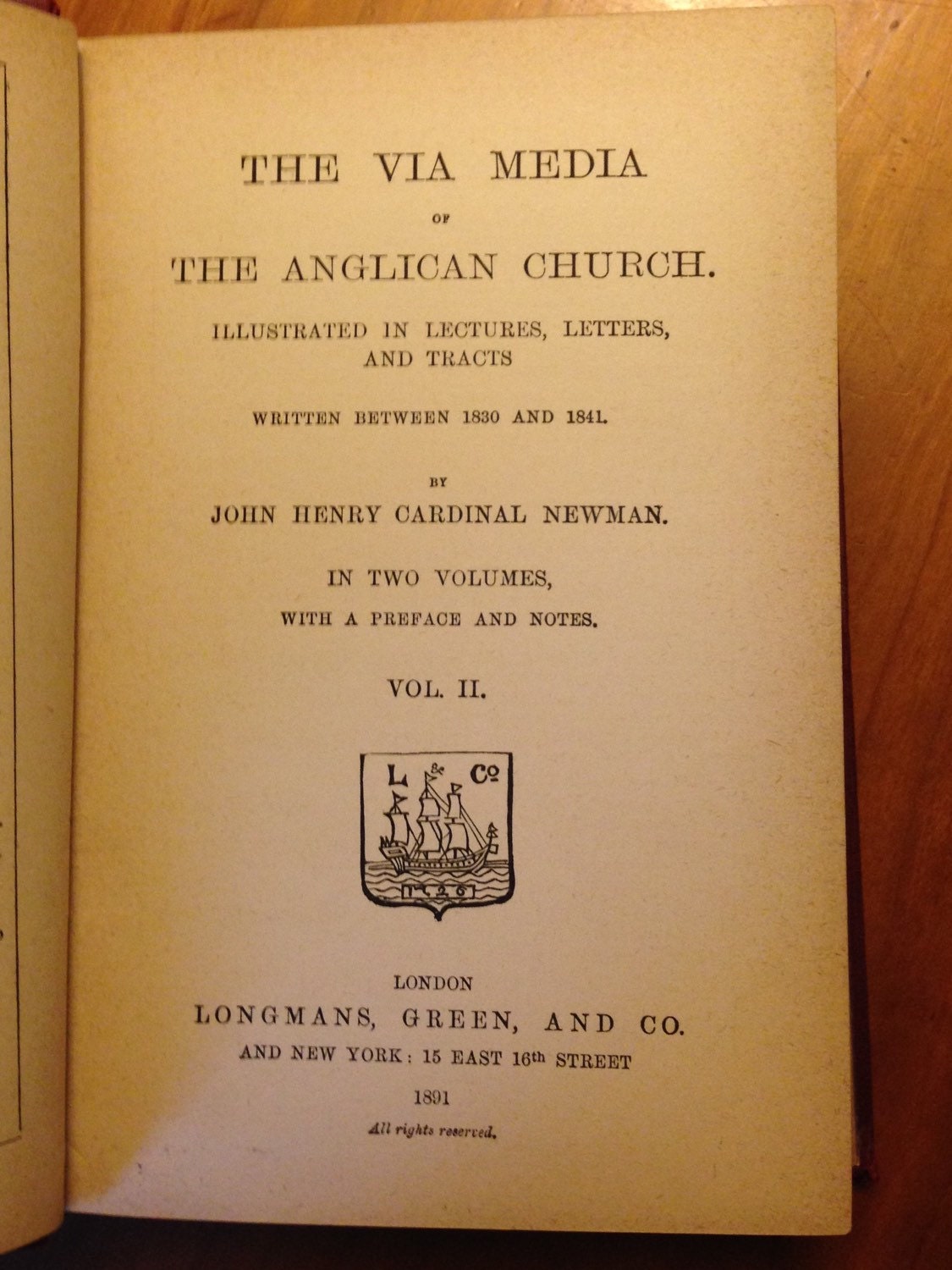 The via Media of the Anglican Church Vol. 2 by John H C Newman - Etsy