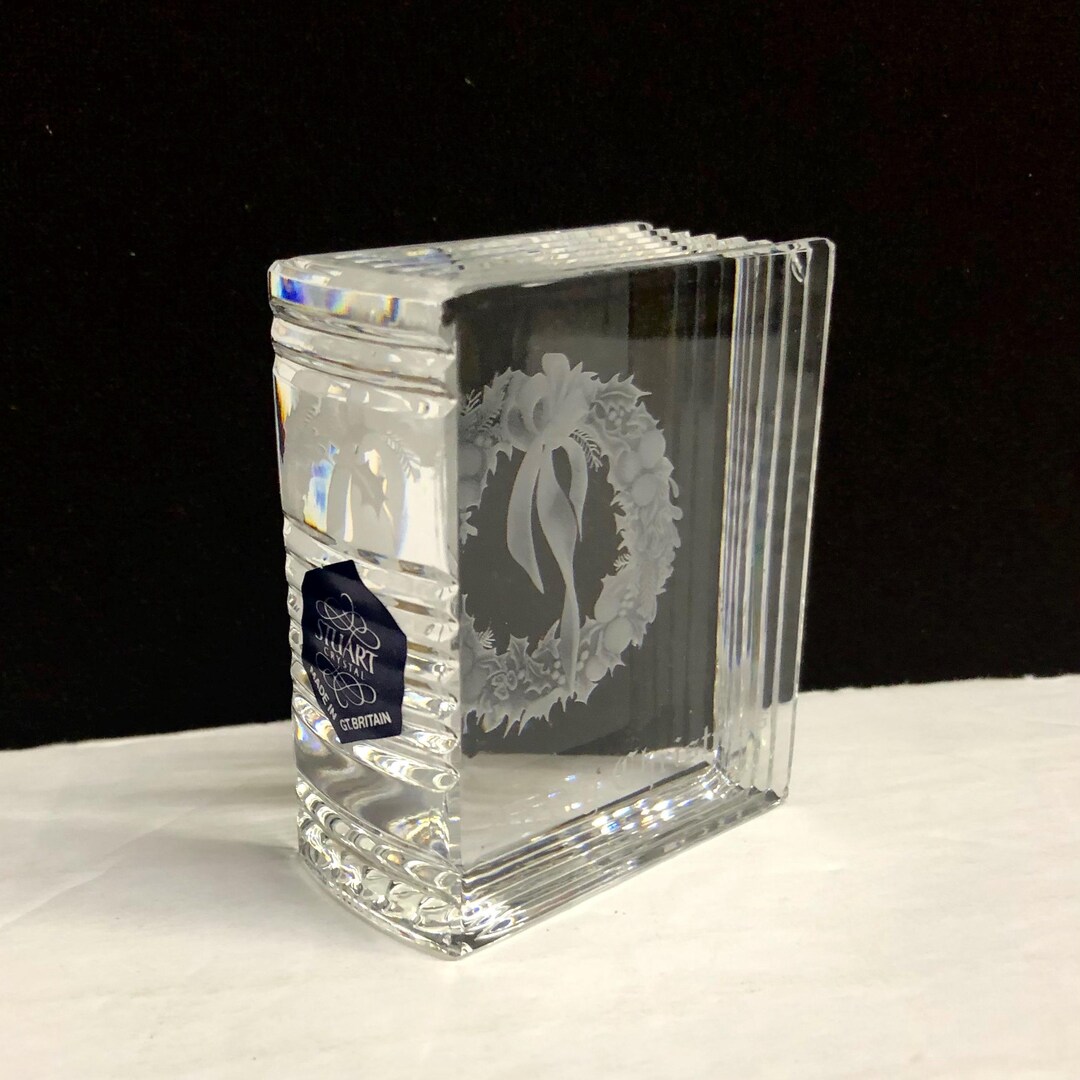 Stuart Crystal Merry Christmas Book Paperweight - Etsy