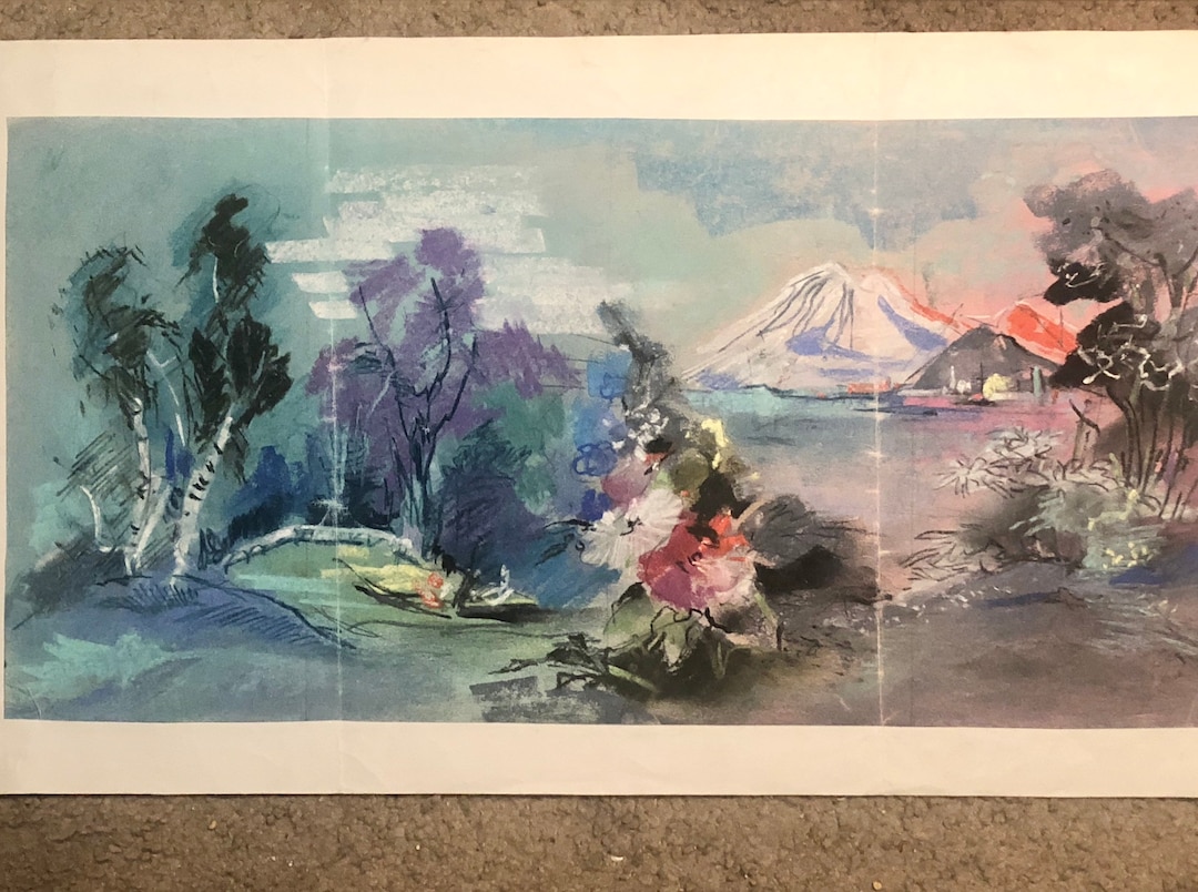 Oscar Treichel Pastel Drawing Design for Wallpaper Mount Rainier ...