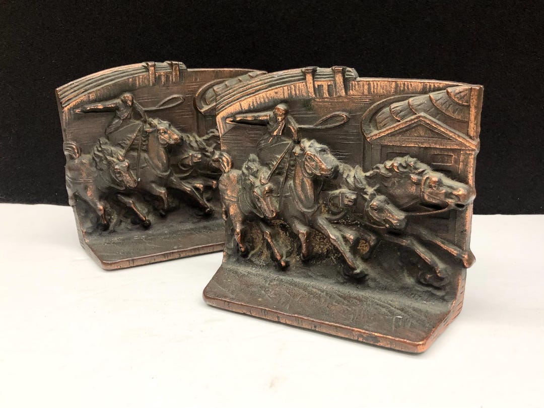 Vintage Pair of Rodin the Thinker Hubley Bronzed Iron Bookends Art Deco ...