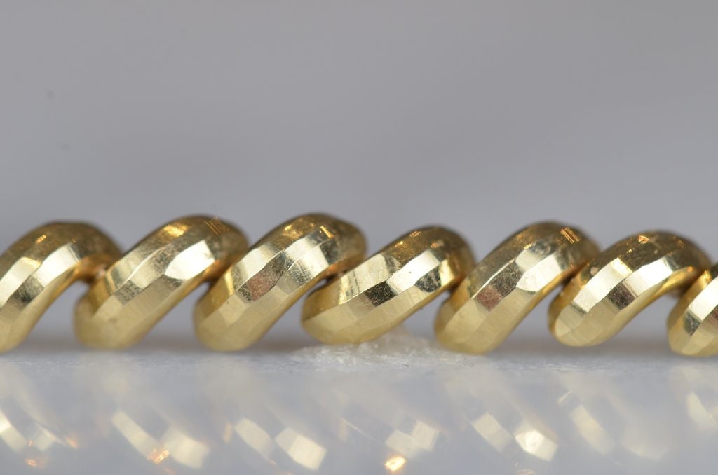 14k Yellow Gold Sparkling Vintage San Marco Marcaroni Bracelet - Etsy