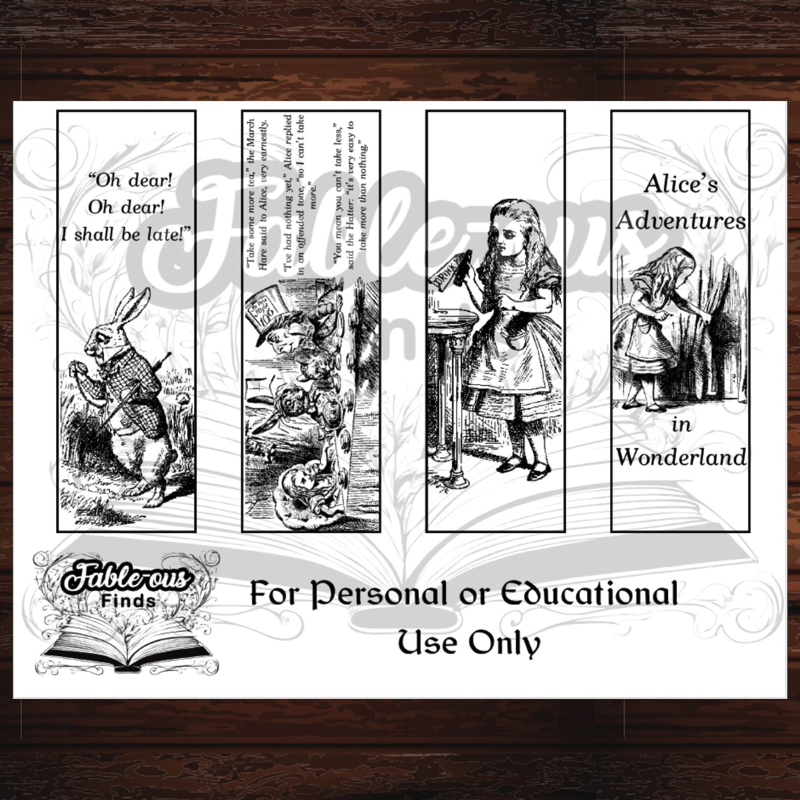 Printable Alice in Wonderland Coloring Bookmarks, Classic Book Cover ...