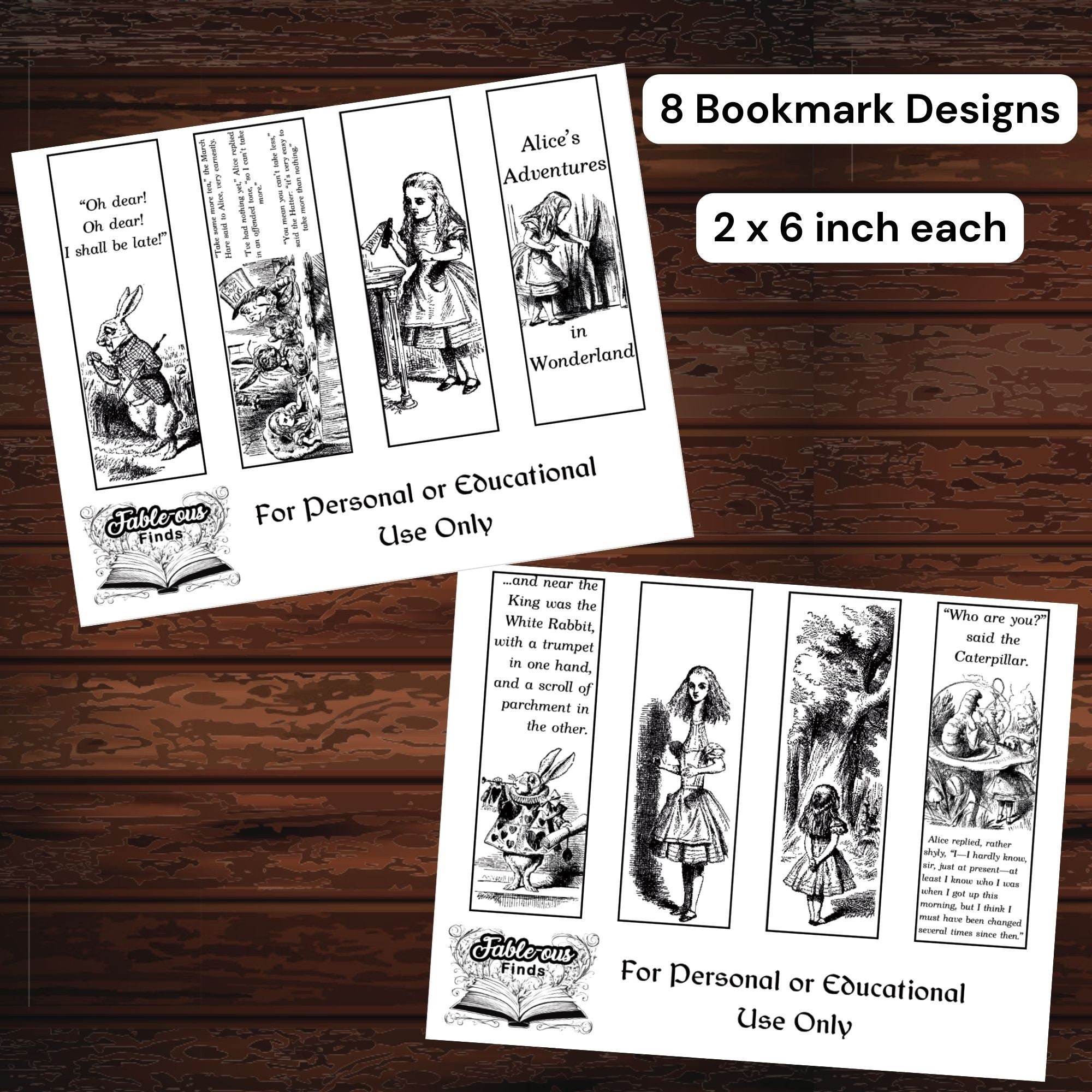 Printable Alice in Wonderland Coloring Bookmarks, Classic Book Cover ...
