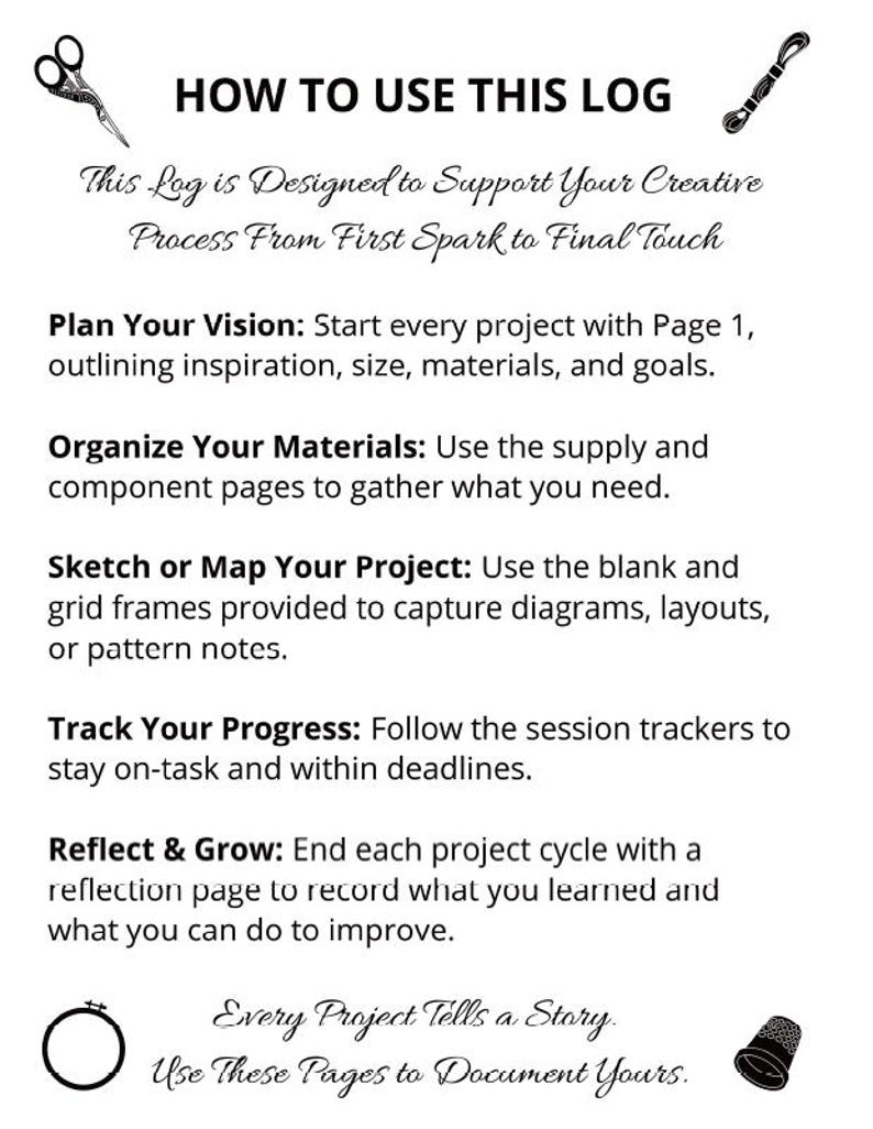 Printable Embroidery Project Planner - Creative Journal | for Fiber ...