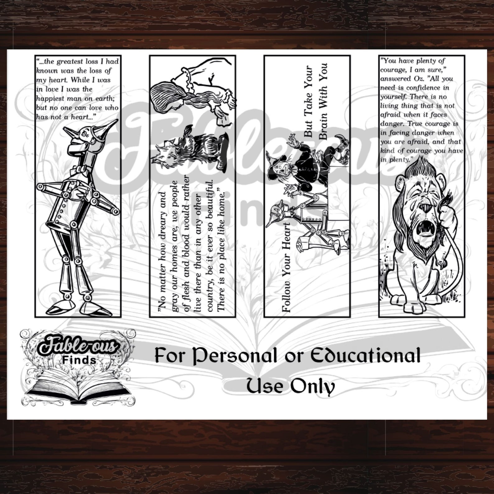 Printable the Wonderful Wizard of Oz Coloring Bookmarks, Classic ...