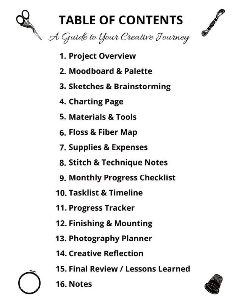 Printable Embroidery Project Planner - Creative Journal | for Fiber ...
