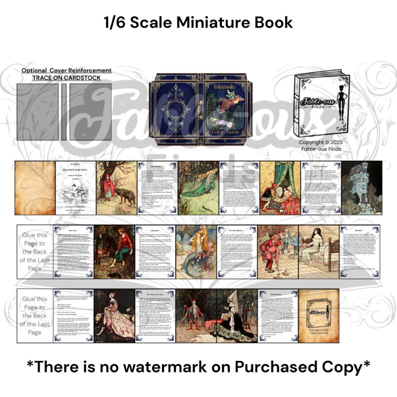 Printable Classic Fairy Tales Miniature Book With Pages | Fun Quick DIY ...