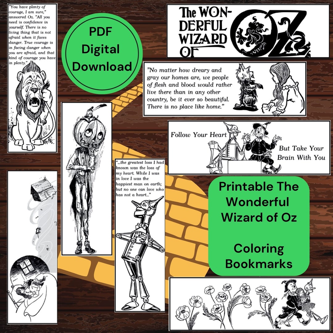 Printable the Wonderful Wizard of Oz Coloring Bookmarks, Classic ...