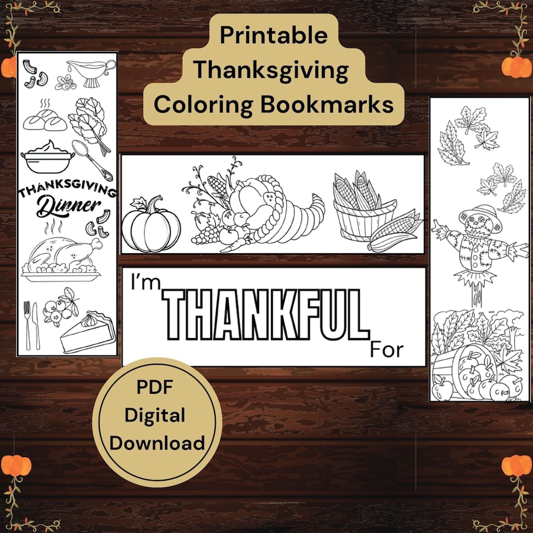 Printable Thanksgiving Coloring Bookmarks Thanksgiving - Etsy