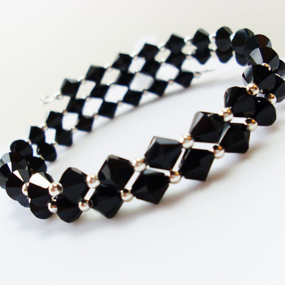 Black Crystal Bracelet, Swarovski Crystal Bracelet Jet Crystals, Gift ...