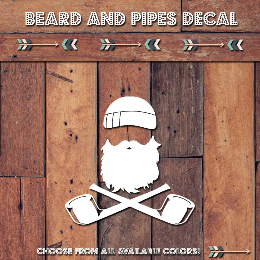 Beard and Pipes Decal Yeti Decal Yeti Sticker Tumbler Decal Car Decal ...