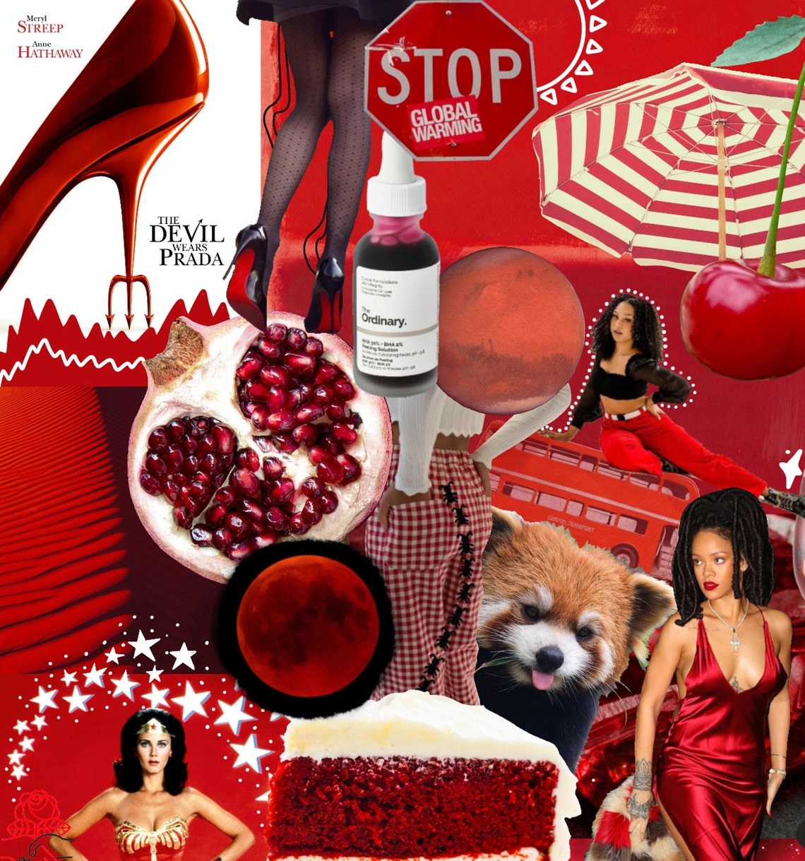 Monochrome Digitale Fotocollage Rot | Etsy