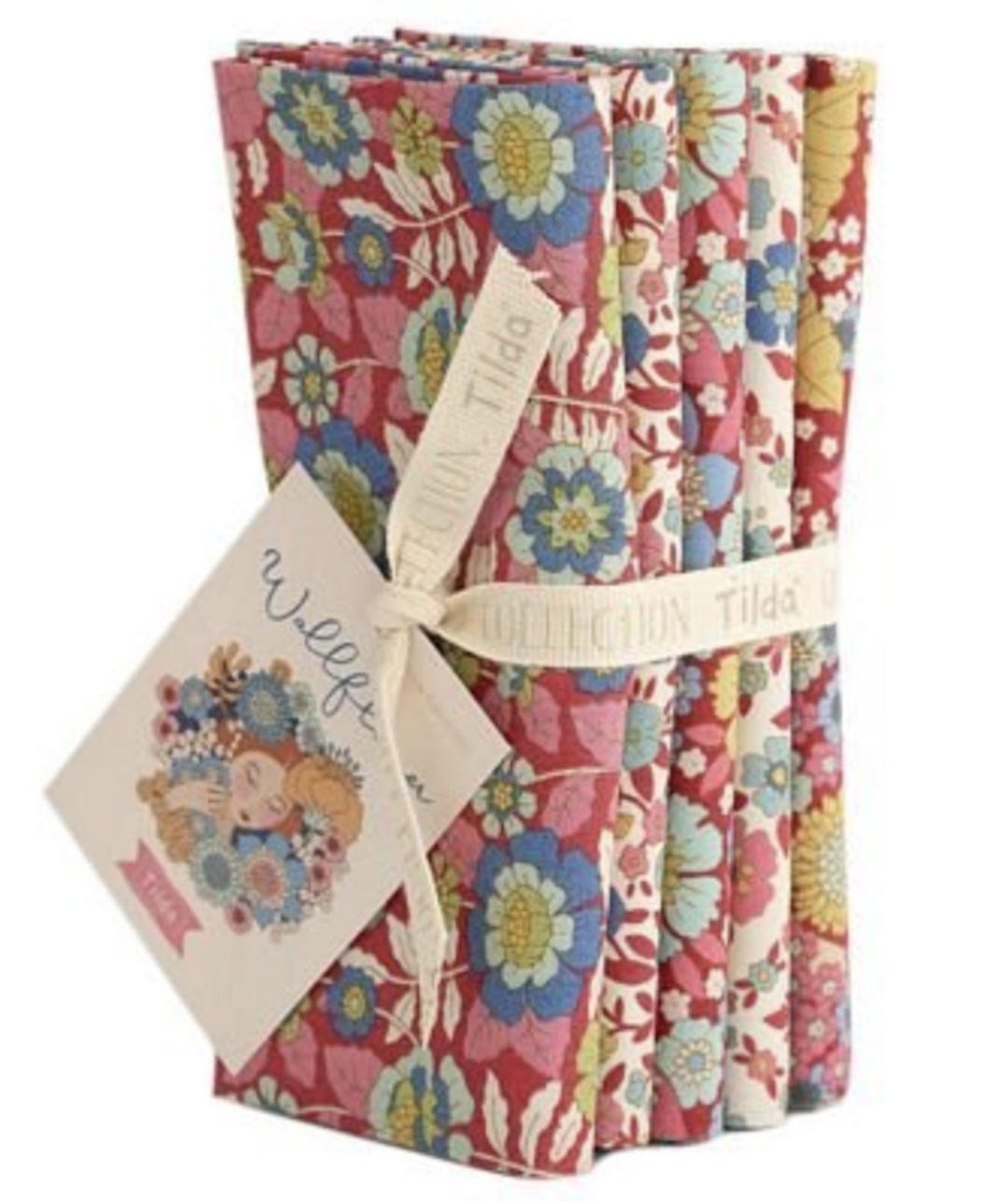 Tilda's Wallflower Collection 5 Piece Fat Quarter Bundle Pink/burgandy ...