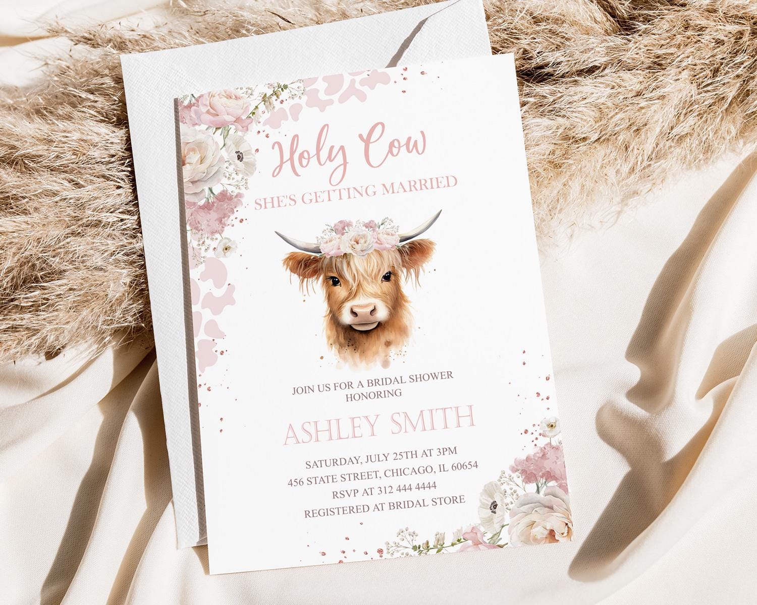 Holy Cow Bridal Shower Invitation, Highland Cow Wedding Shower Invite ...