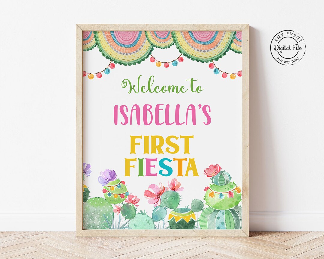 First Fiesta Welcome Sign, Cactus Kids 1st Birthday Party, Fiesta and ...