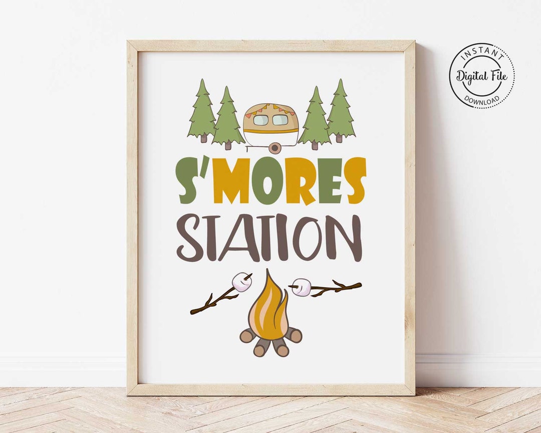 S'mores Station Sign, Boy Camping Birthday Party S'mores Bar, Forest ...