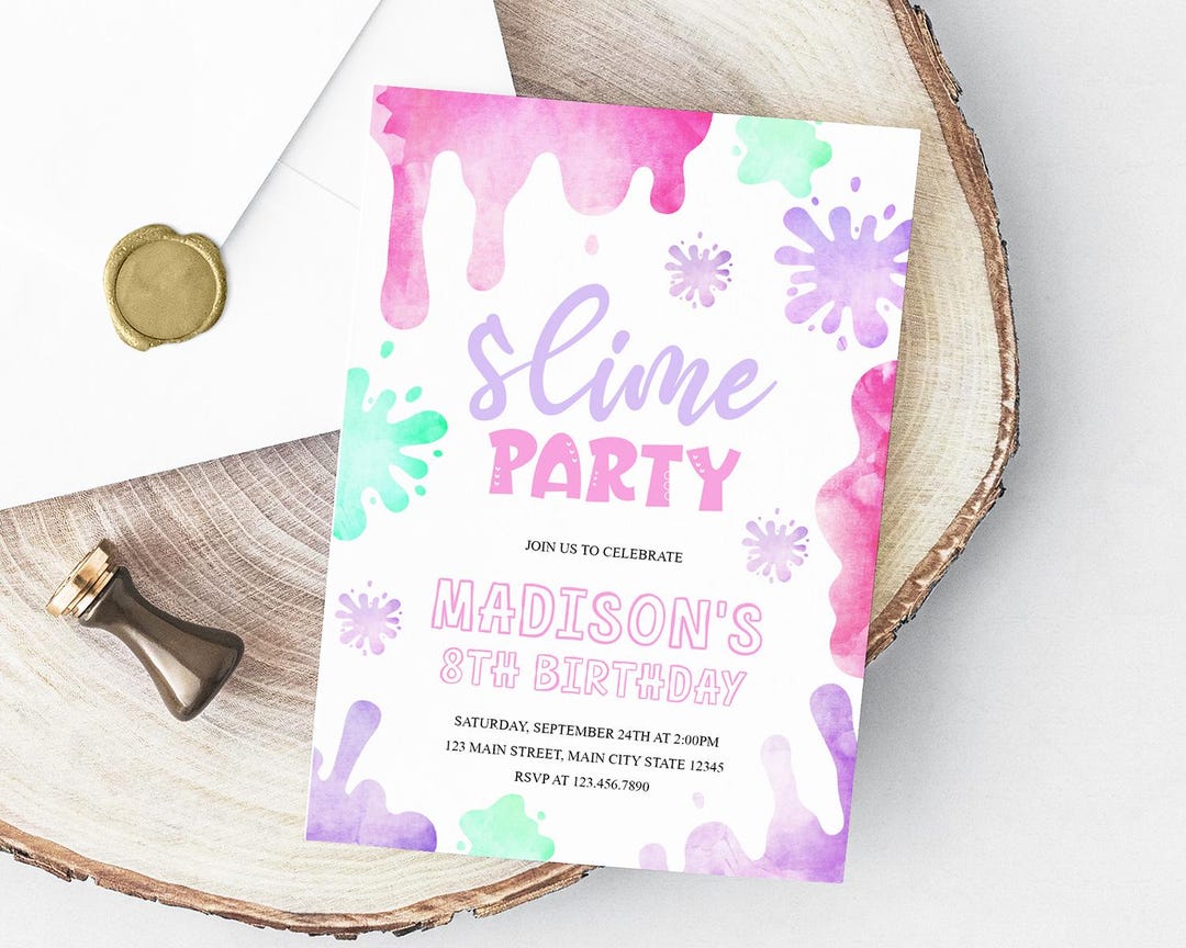 Slime Birthday Invitation, Slime Making Party Invite Printable, Kids ...