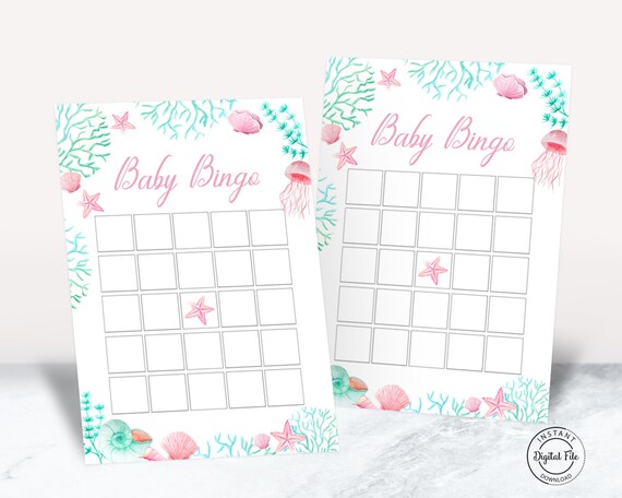 Under the Sea Baby Shower Bingo Game Printable, Beach Starfish Baby ...