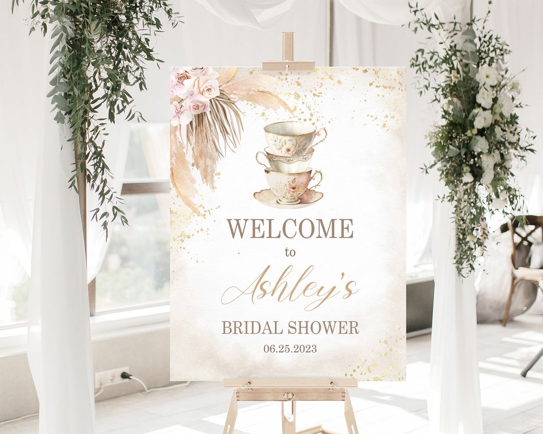 Boho Tea Party Bridal Shower Welcome Sign High Tea Bruch Decor Love is ...