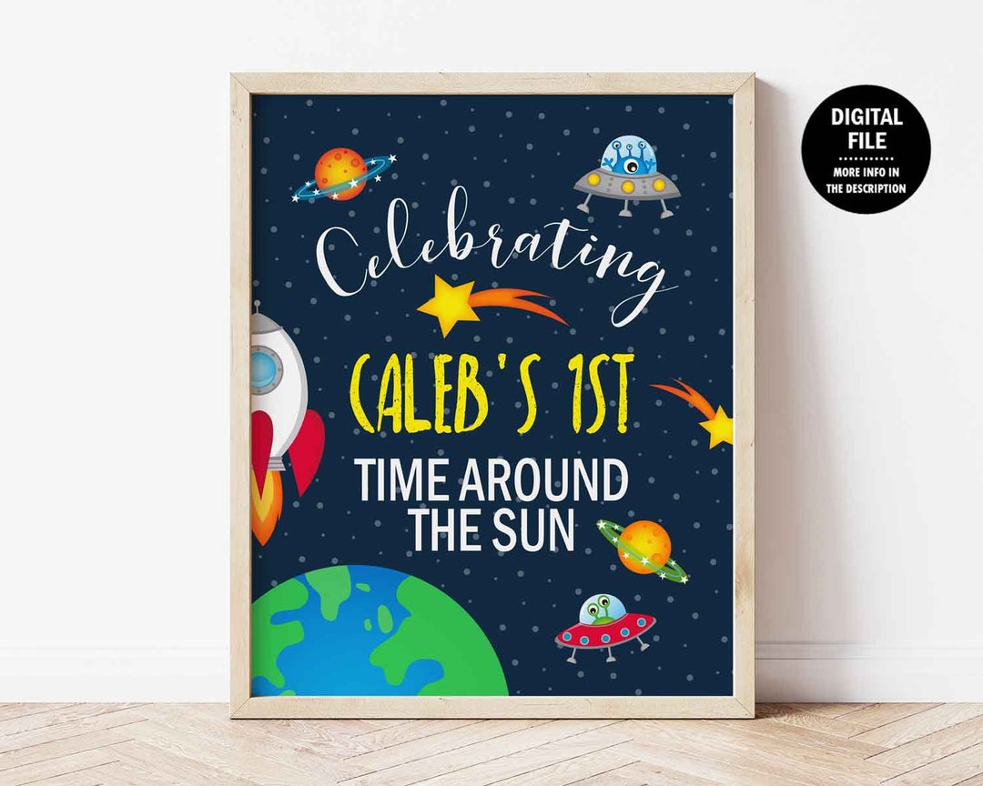Outer Space Boy Birthday Welcome Sign, Boy 1st Birthday Party Decor ...