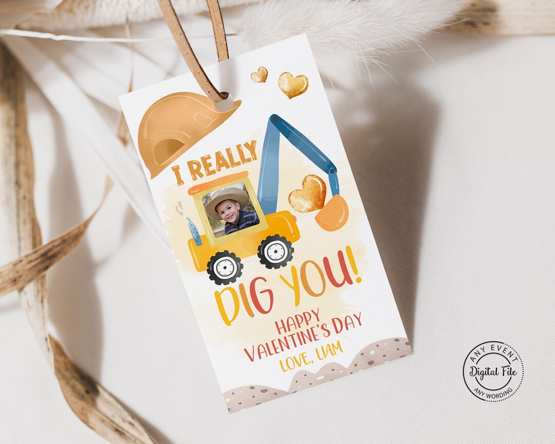 I Really Dig You Kids Classroom Favor Tag Boy Valentine Tag Thank You ...