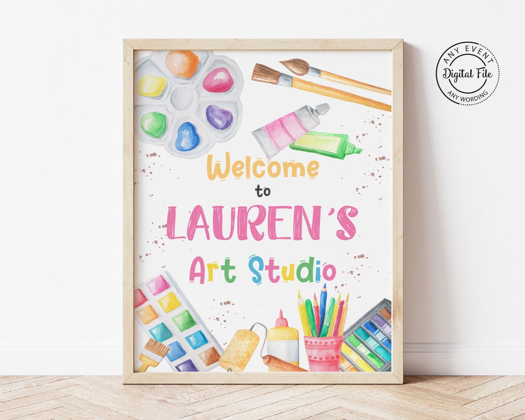 Painting Birthday Party Welcome Sign, Arts and Crafts Table Decor ...