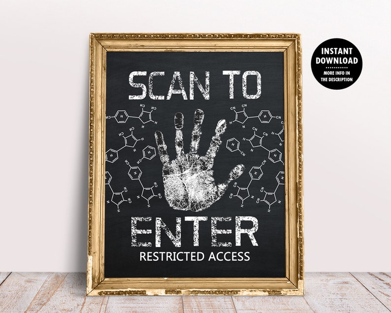 Scan to Enter Boy Science Birthday Sign Printable, Mad Scientist Poster ...